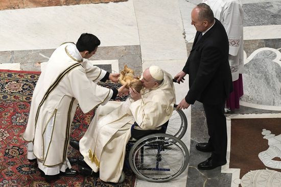 Pope Francis Wheel Chair Kisses Figurine Editorial Stock Photo - Stock ...