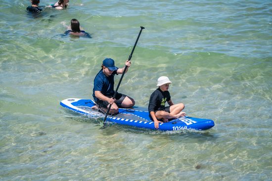People Enjoy Paddling On Surfboard Hot Editorial Stock Photo - Stock ...