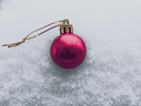 Christmas Bauble Snow Single Red Bauble Editorial Stock Photo - Stock ...