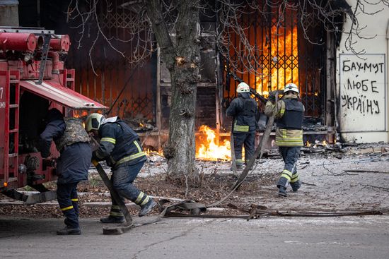 Bakhmut Firefighters Extinguish Fire Set By Editorial Stock Photo ...