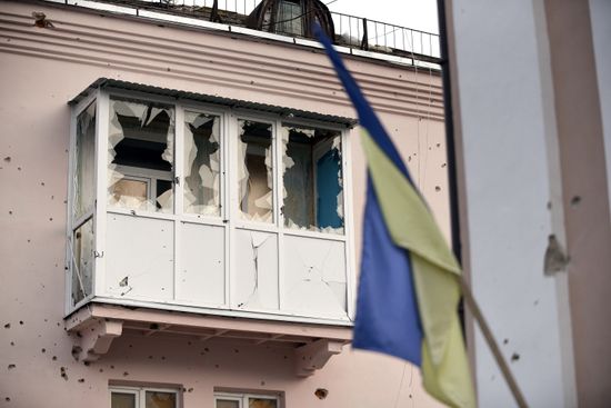 Balcony Destroyed Russian Shelling Seen Izium Editorial Stock Photo ...