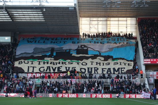 Middlesbroughs Supporters Unfurl Banner Paying Homage Editorial Stock ...