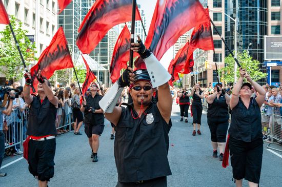 Group People Red Black Flags Marches Editorial Stock Photo - Stock ...