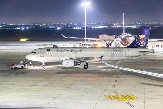 Night View Saudi Arabian Airlines Airbus Editorial Stock Photo - Stock ...