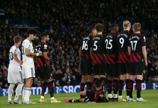 Players Manchester City Form Defensive Wall Editorial Stock Photo ...