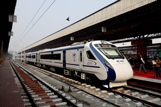 New Vande Bharat Express Train Stands Editorial Stock Photo - Stock ...