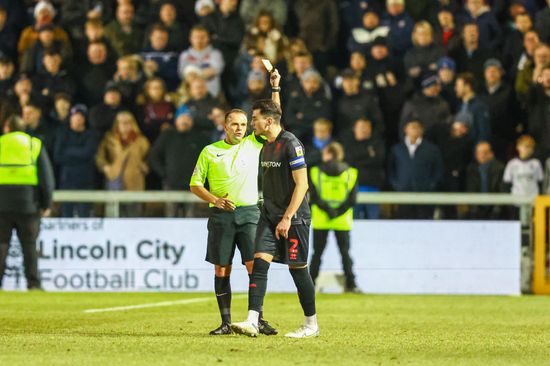 Referee Geoff Eltringham Shows Yellow Card Editorial Stock Photo ...