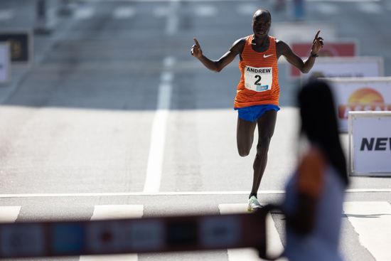 Ugandas Runner Andrew Rotich Crosses Finish Editorial Stock Photo ...
