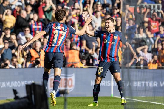 Marcos Alonso Barcelona Celebrating Goal 10 Editorial Stock Photo ...