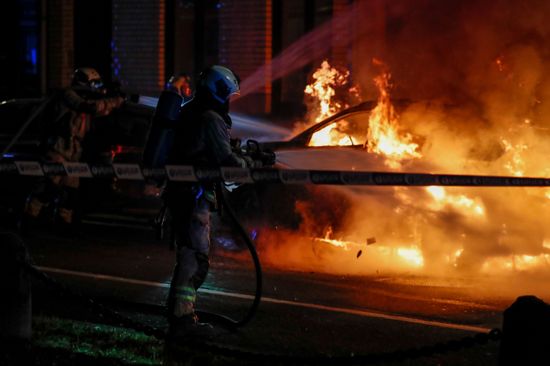 Firemen Work Put Out Fire Burning Editorial Stock Photo - Stock Image ...