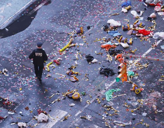 Nypd Police Officer Walks Through Confetti Editorial Stock Photo ...