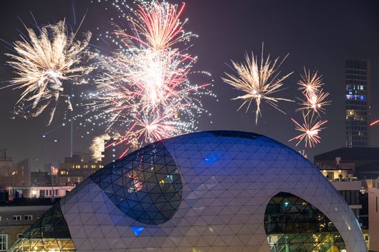 Fireworks Over De Blob Fireworks Explode Editorial Stock Photo - Stock ...