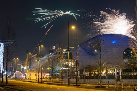 Fireworks Over De Blob Fireworks Explode Editorial Stock Photo - Stock ...