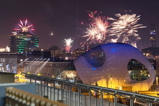Fireworks Over De Blob Fireworks Explode Editorial Stock Photo - Stock ...