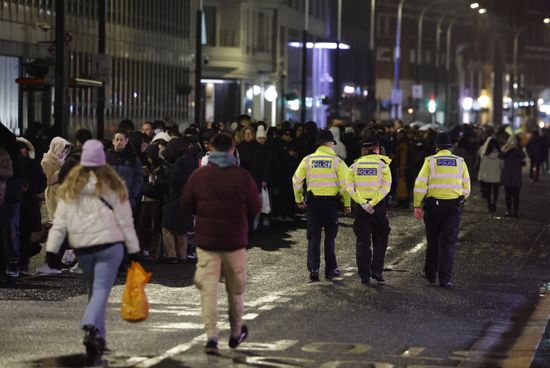 Police Patrol Revellers Queue Along Victoria Editorial Stock Photo ...