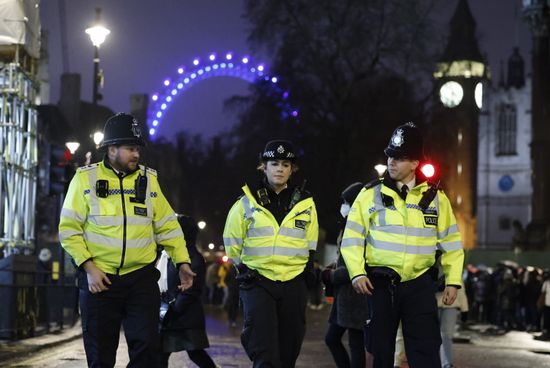 Police Patrol Revellers Queue Along Victoria Editorial Stock Photo ...