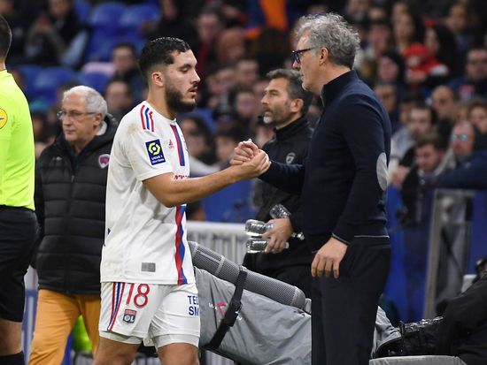 Lyon Forwarded Rayan Cherki Coach Laurent Editorial Stock Photo - Stock ...