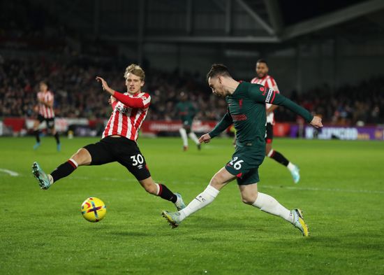 Andrew Robertson Liverpool Crossing Ball Over Editorial Stock Photo ...