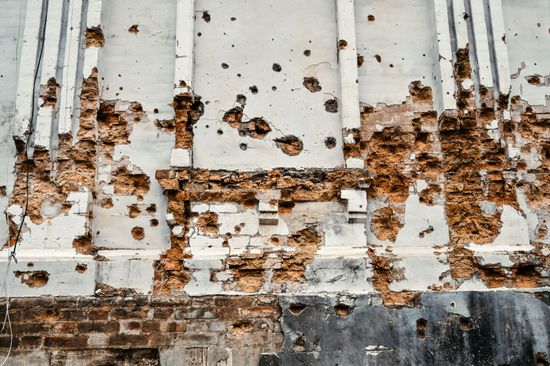 Holes Dot Wall After Russian Rocket Editorial Stock Photo - Stock Image ...