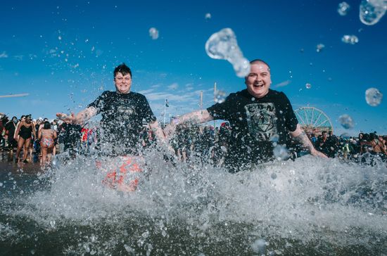 Men Run Into Ocean During Polar Editorial Stock Photo - Stock Image ...
