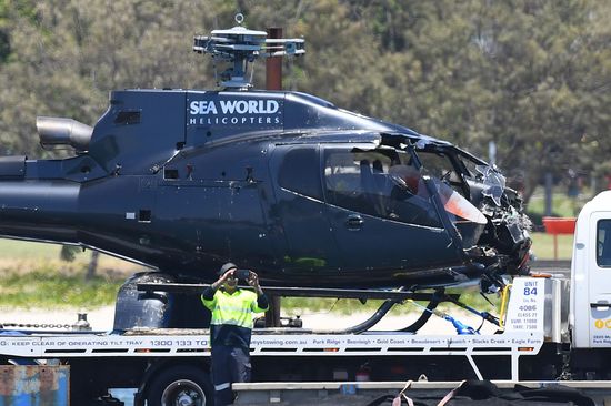 Damaged Helicopter Towed Away On Broadwater Editorial Stock Photo ...