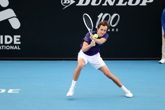 Daniil Medvedev Hits Backhand During Adelaide Editorial Stock Photo ...