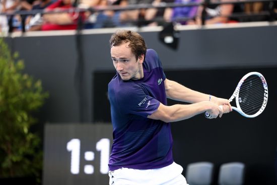 Daniil Medvedev Hits Backhand During Adelaide Editorial Stock Photo ...