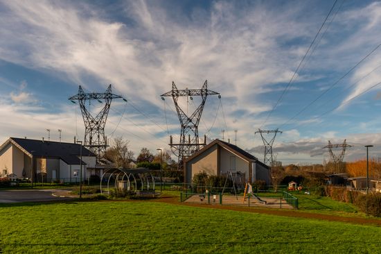 High Voltage Hv Pylons Cross Housing Editorial Stock Photo - Stock ...