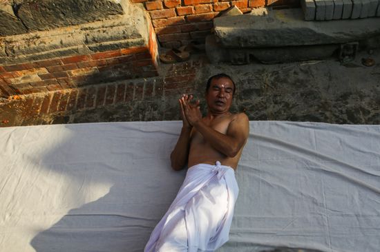 Hindu Devotee Lay On Ground He Editorial Stock Photo - Stock Image ...