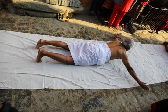 Hindu Devotee Lay On Ground He Editorial Stock Photo - Stock Image ...