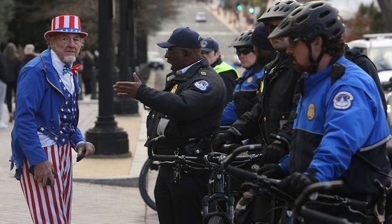 Man Dressed Uncle Sam Confronts Police Editorial Stock Photo - Stock ...