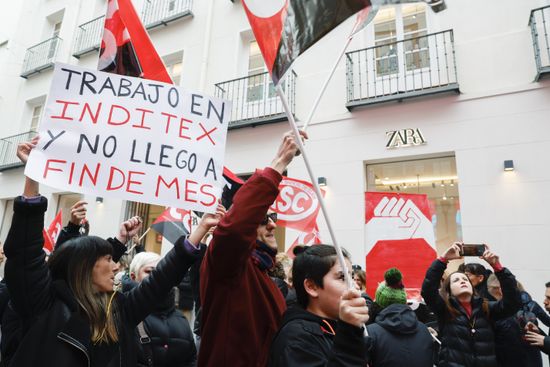 Inditex Workers Demonstrate Front Zara Store Editorial Stock Photo ...