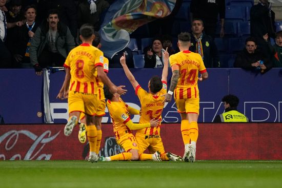 Gironas Midfielder Toni Villa 2r Celebrates Editorial Stock Photo ...