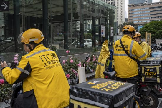 Delivery Workers Meituan Sits On Bikes Editorial Stock Photo - Stock ...