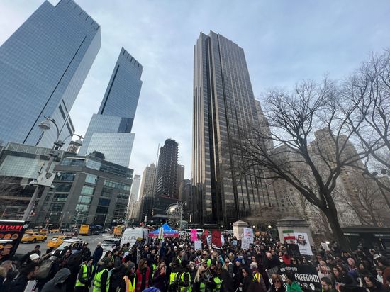 Hundreds Gather Columbus Circle New York Editorial Stock Photo - Stock ...