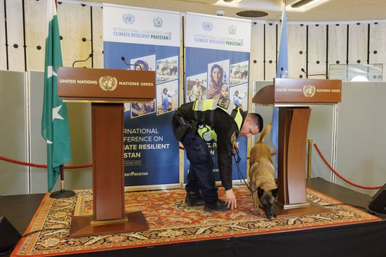 Un Security Guard His Dog Controls Editorial Stock Photo - Stock Image ...