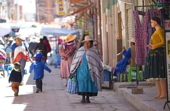 Aymara Woman Traditional Dress Walks Through Editorial Stock Photo ...