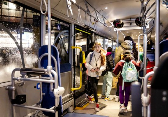 Travelers Get On Bus Almere Netherlands Editorial Stock Photo - Stock ...