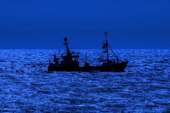 Bottom Trawler Fishing Boat Sailing Along Editorial Stock Photo - Stock ...