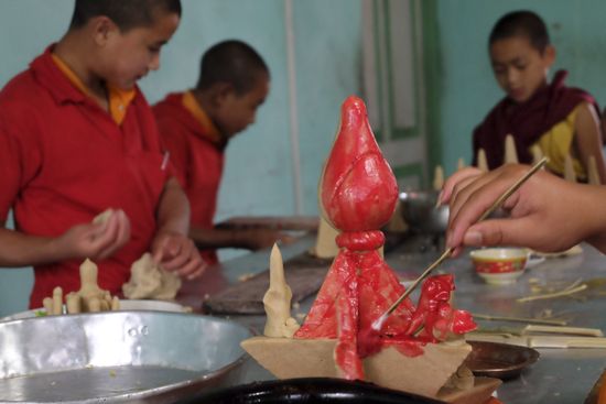 Novices Buddhist Temple Singhik Making Torma Editorial Stock Photo ...