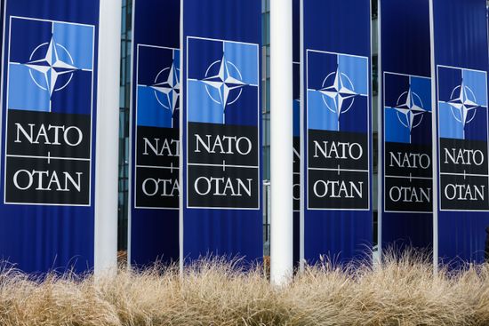 Nato Banners Start Signing Ceremony Joint Editorial Stock Photo - Stock ...