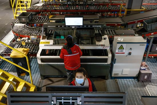 Workers Inside Jd Logistics Warehouse During Editorial Stock Photo ...