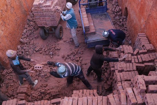 Workers Seen Inside Brick Factory On Editorial Stock Photo - Stock ...