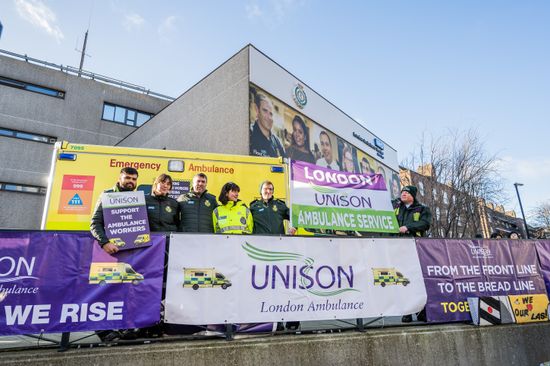Picket Line Unison Ambulance Crew Outside Editorial Stock Photo - Stock ...