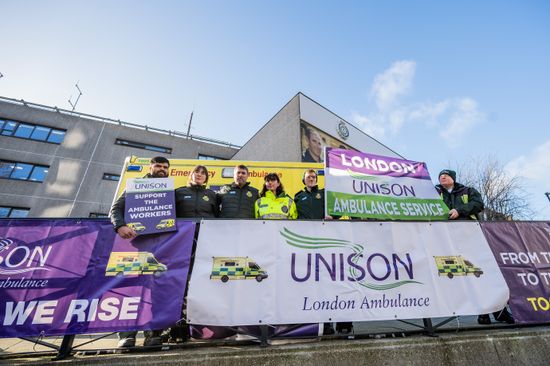 Picket Line Unison Ambulance Crew Outside Editorial Stock Photo - Stock ...