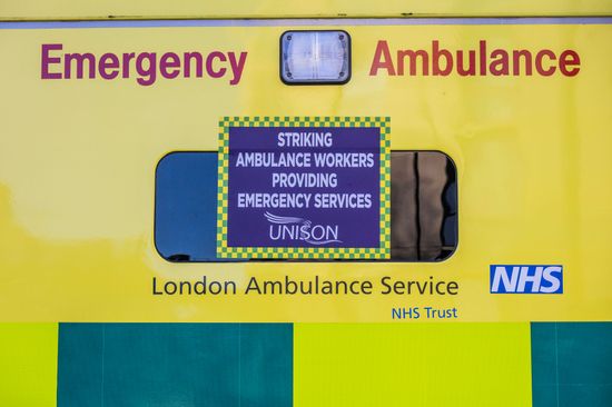 Picket Line Unison Ambulance Crew Outside Editorial Stock Photo - Stock ...