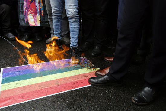 People Burn Rainbow Flag During Protest Editorial Stock Photo Stock