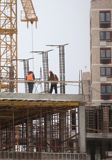Builders Work Construction Site Developing Building Editorial Stock ...
