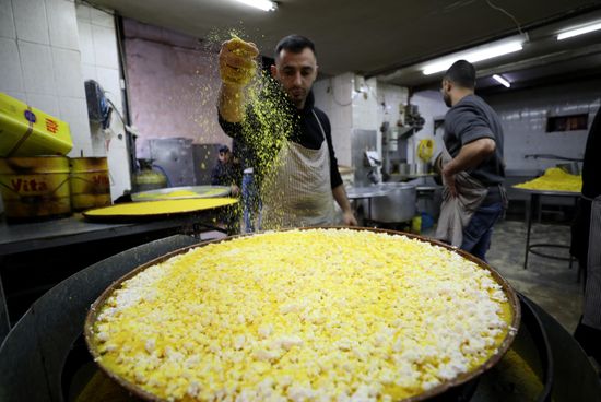 Palestinian Cook Prepares Nabulsia Cheese Pastry Editorial Stock Photo ...