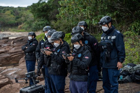 Police Officers Flying Drones Tung Ping Editorial Stock Photo - Stock ...